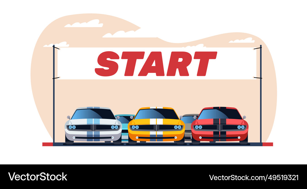 Race cars are standing in front Royalty Free Vector Image