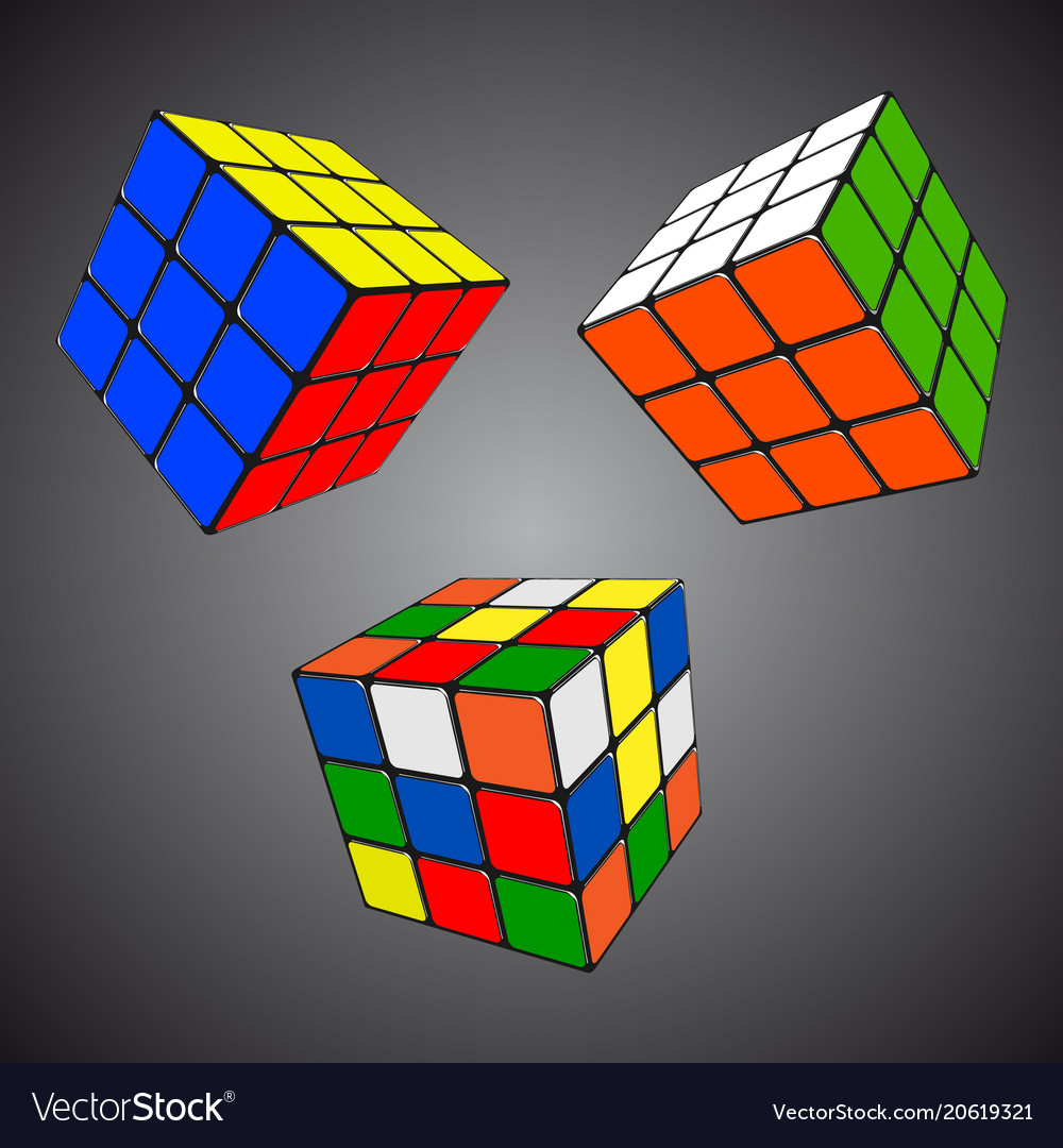 Rubik s cube in different positions realistic Vector Image