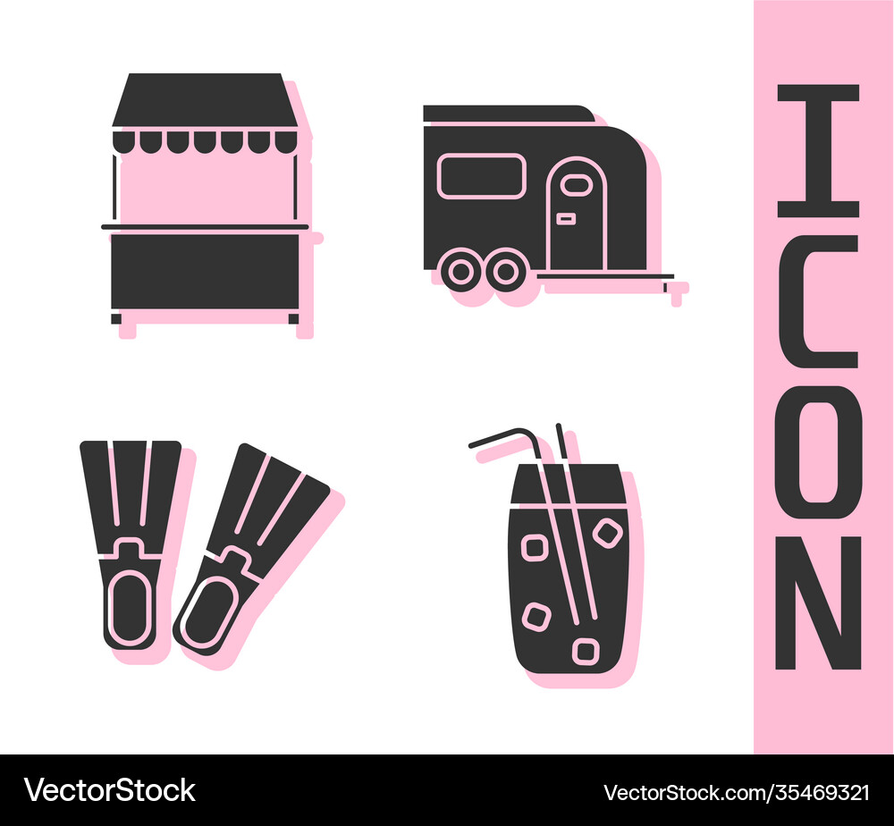 Set cocktail and alcohol drink street stall Vector Image