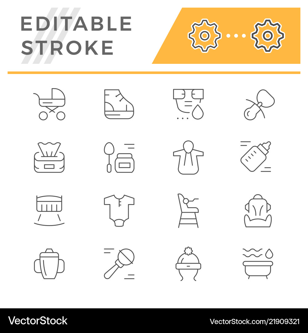 Set line icons of newborn Royalty Free Vector Image