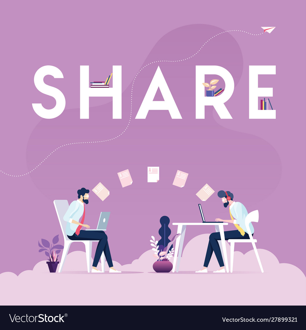 Share concept -businessman sharing data Royalty Free Vector