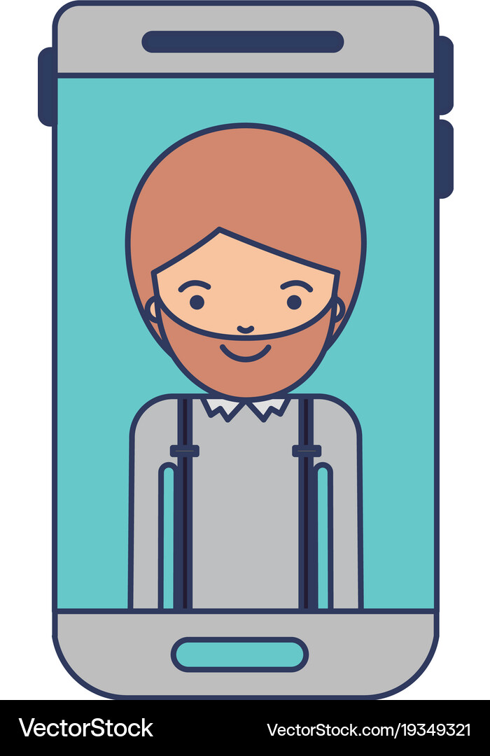 Smartphone man profile picture with short hair Vector Image