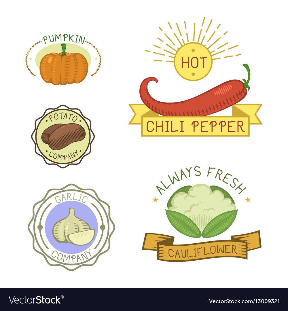 Vegetables label template icon Royalty Free Vector Image