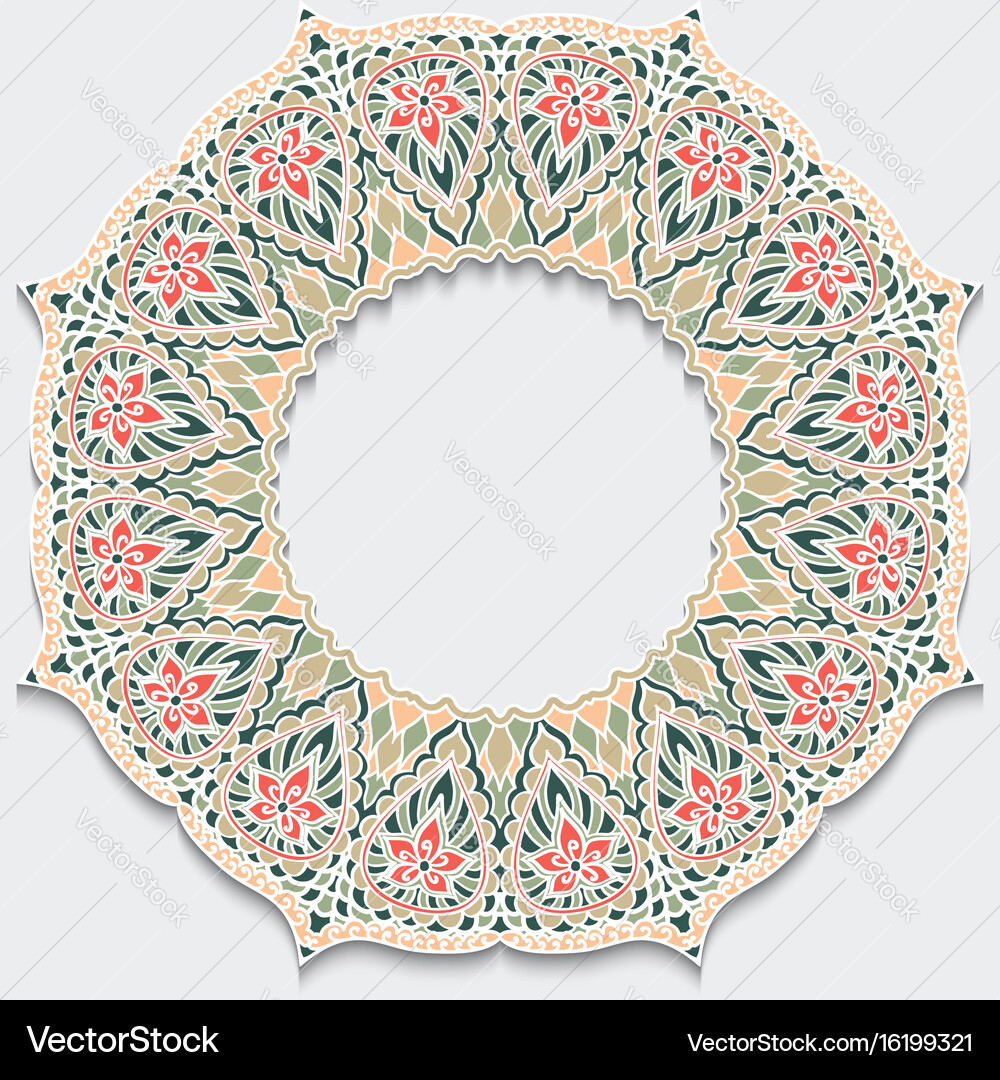 Vintage flower frame mandala with shadow delicate Vector Image