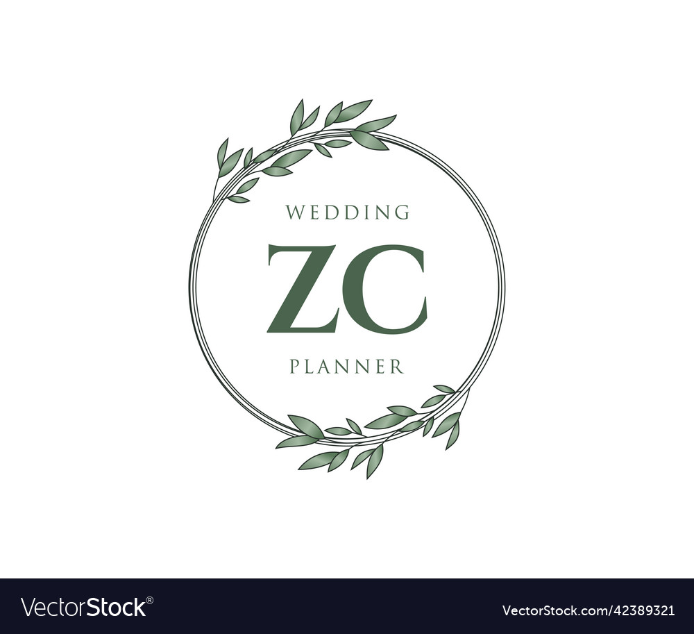 Zc initials letter wedding monogram logos Vector Image