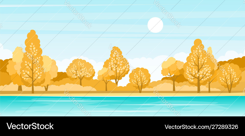 Autumn landscape with river Royalty Free Vector Image