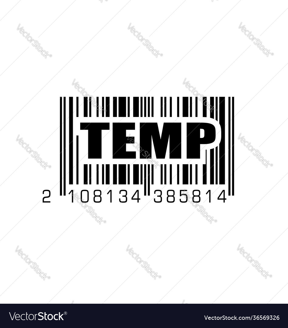 Bar code with temp temporary label Royalty Free Vector Image