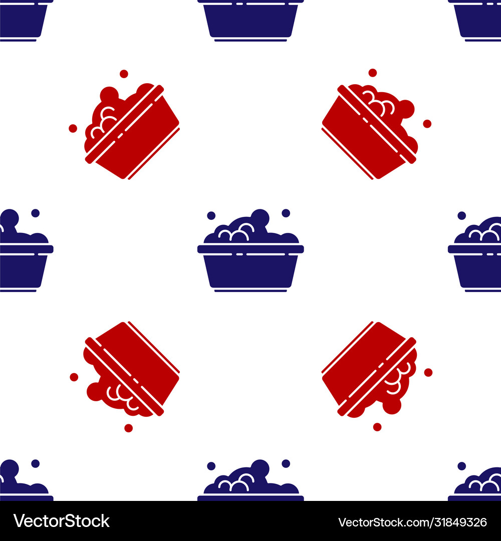 Blue and red plastic basin with soap suds icon Vector Image