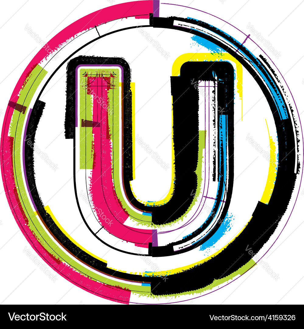 Colorful grunge font letter u Royalty Free Vector Image