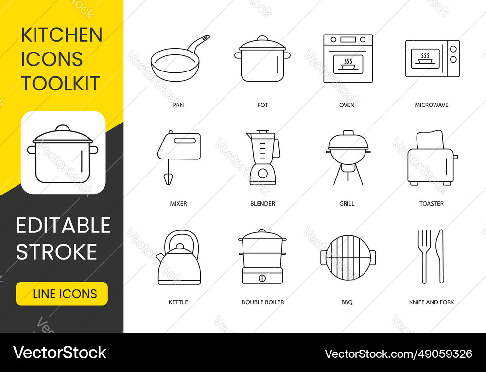 Enhance your culinary skills with this set Vector Image
