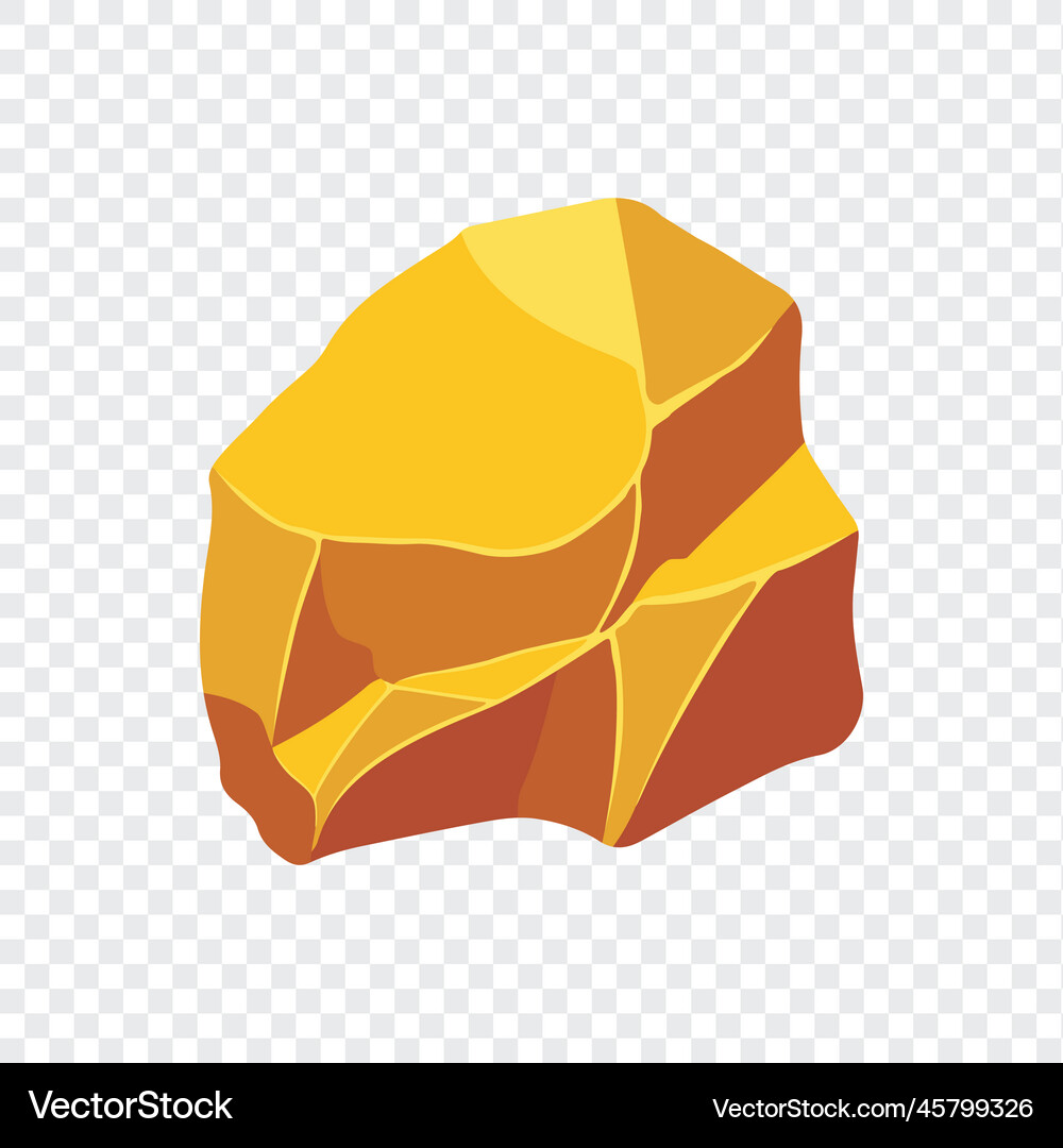Gold rock boulder natural shape golden stone Vector Image