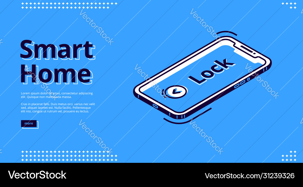 Landing page smart home key mobile phone icon Vector Image