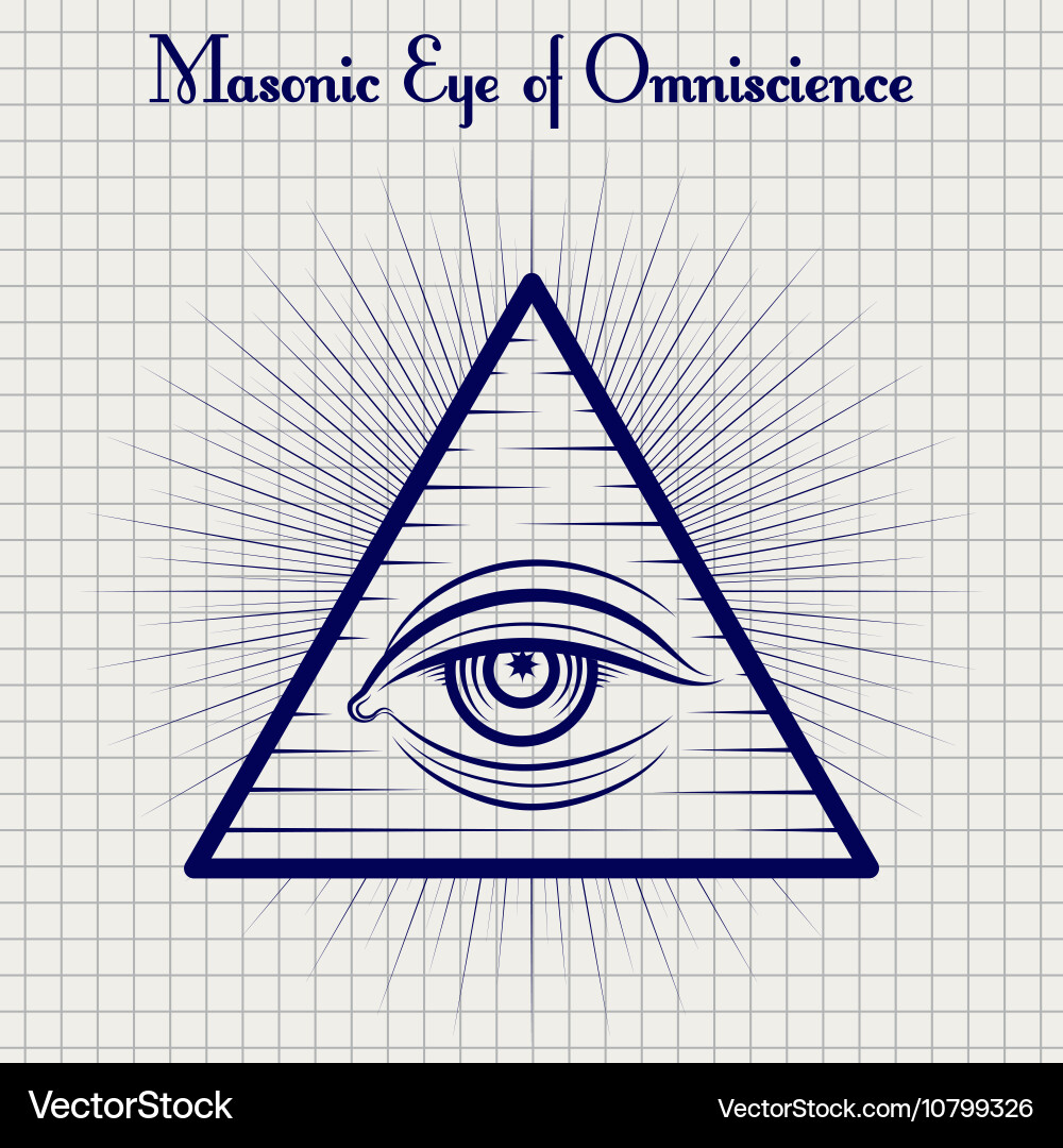 Masonic eye of Omniscience sketch Royalty Free Vector Image
