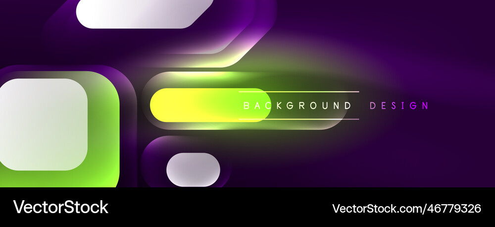 Neon lines squares and round shapes abstract Vector Image