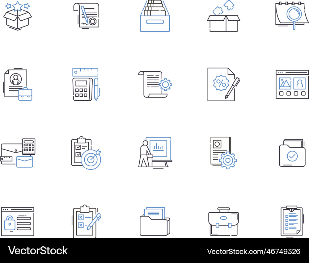 Planning outline icons collection scheme Vector Image