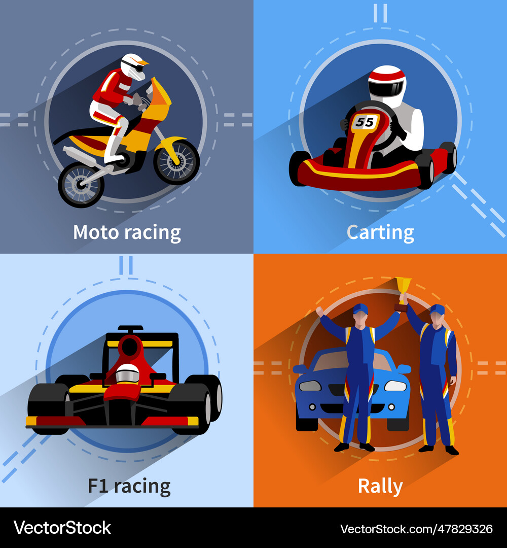 Racer icons set icons set Royalty Free Vector Image