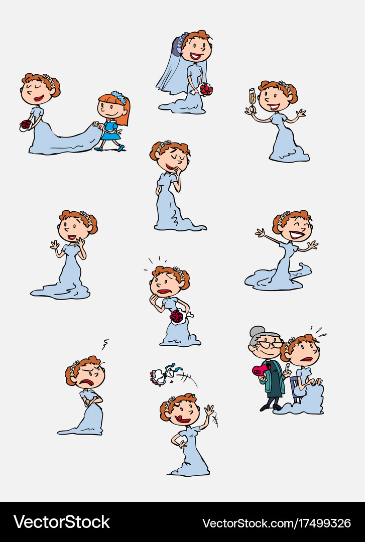 Set of chic and romantic character bride Vector Image