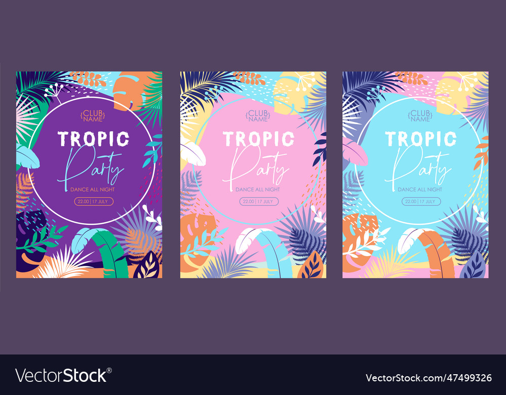 Set of colorful summer disco party posters Vector Image