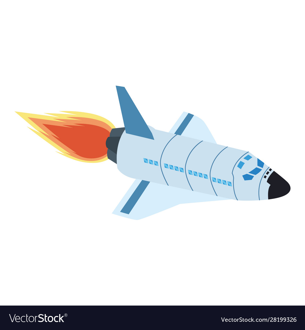 Spaceship with flame icon colorful design Vector Image