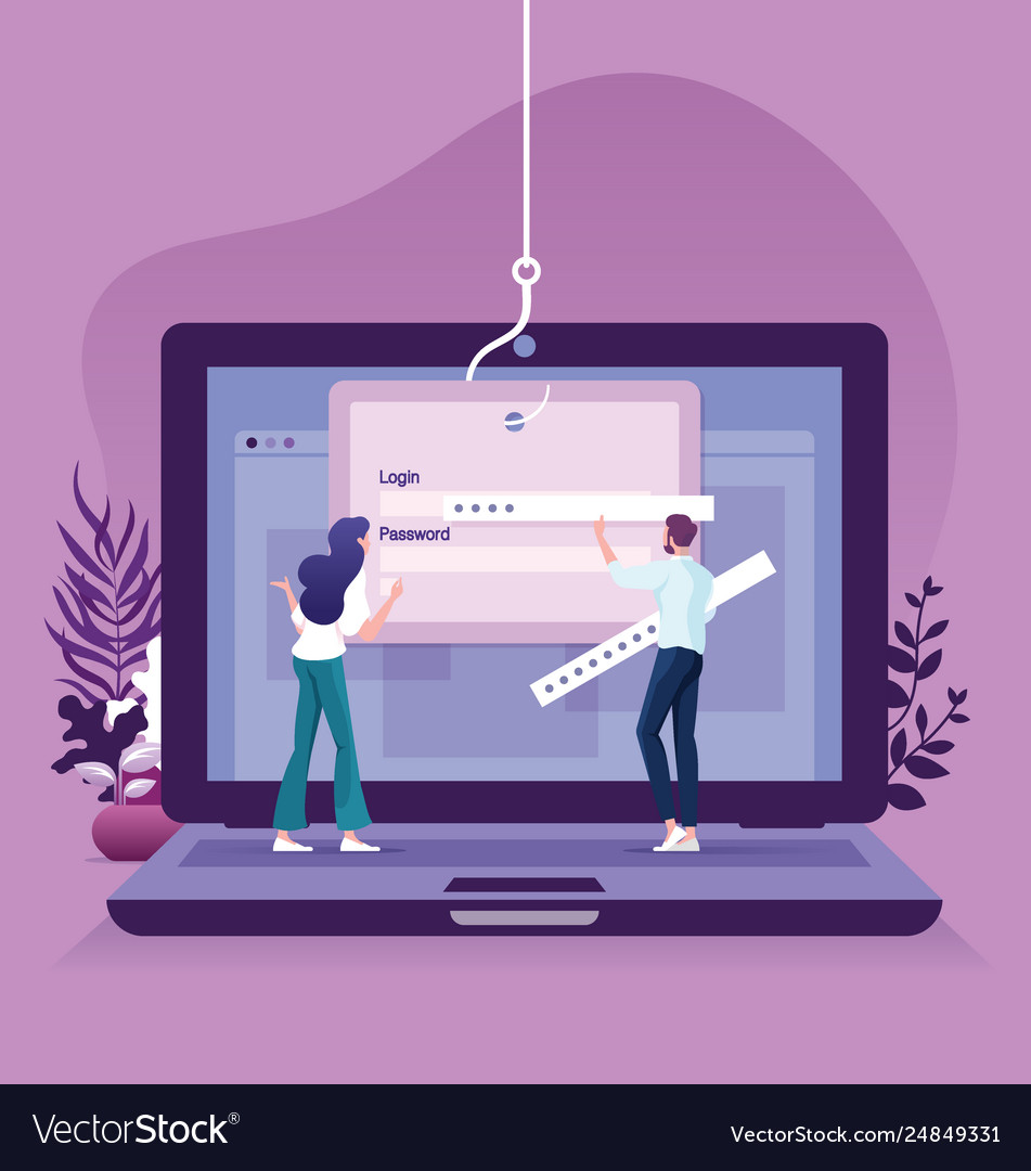 Data phishing hacking online scam on computer Vector Image