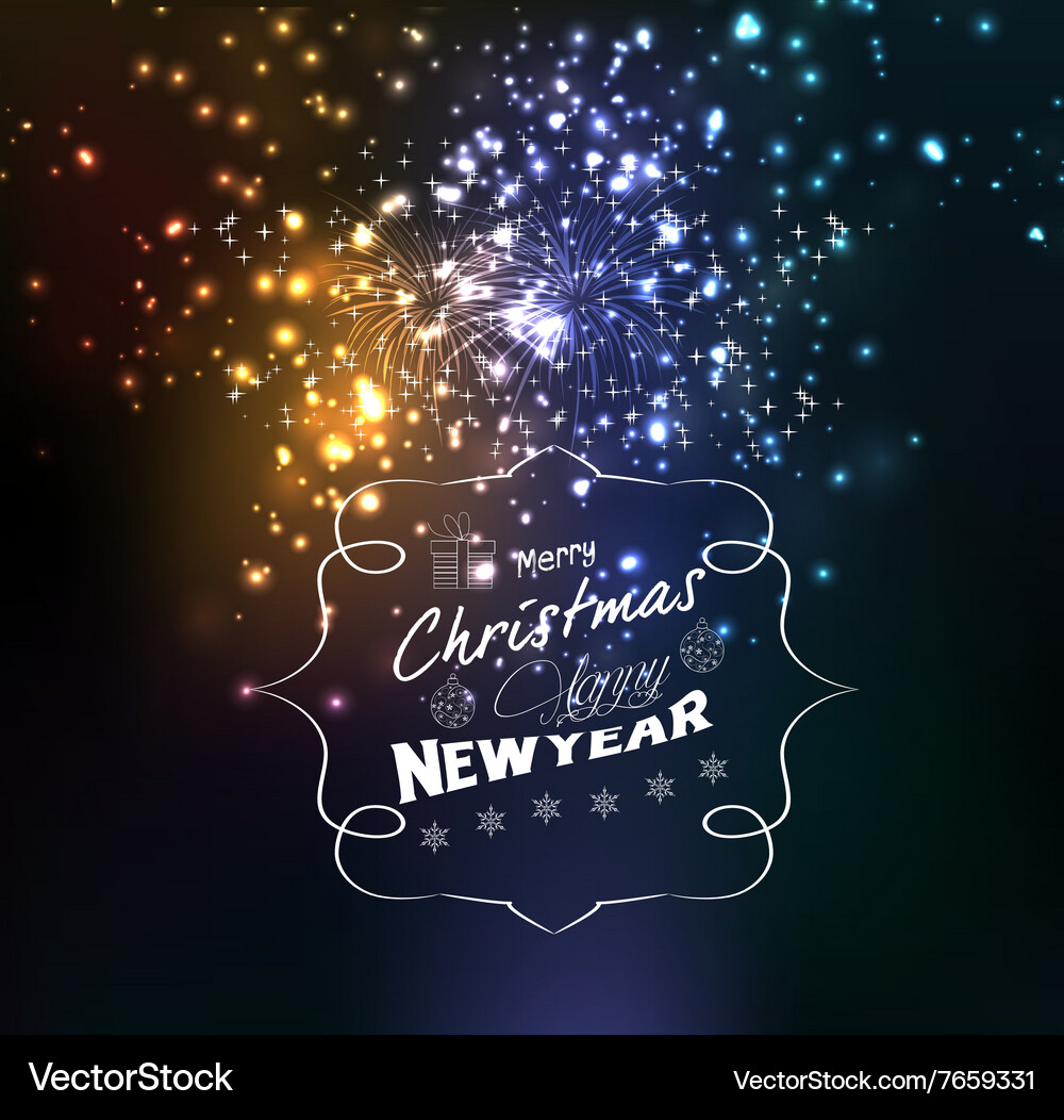 Fireworks for happy new year greeting card Vector Image
