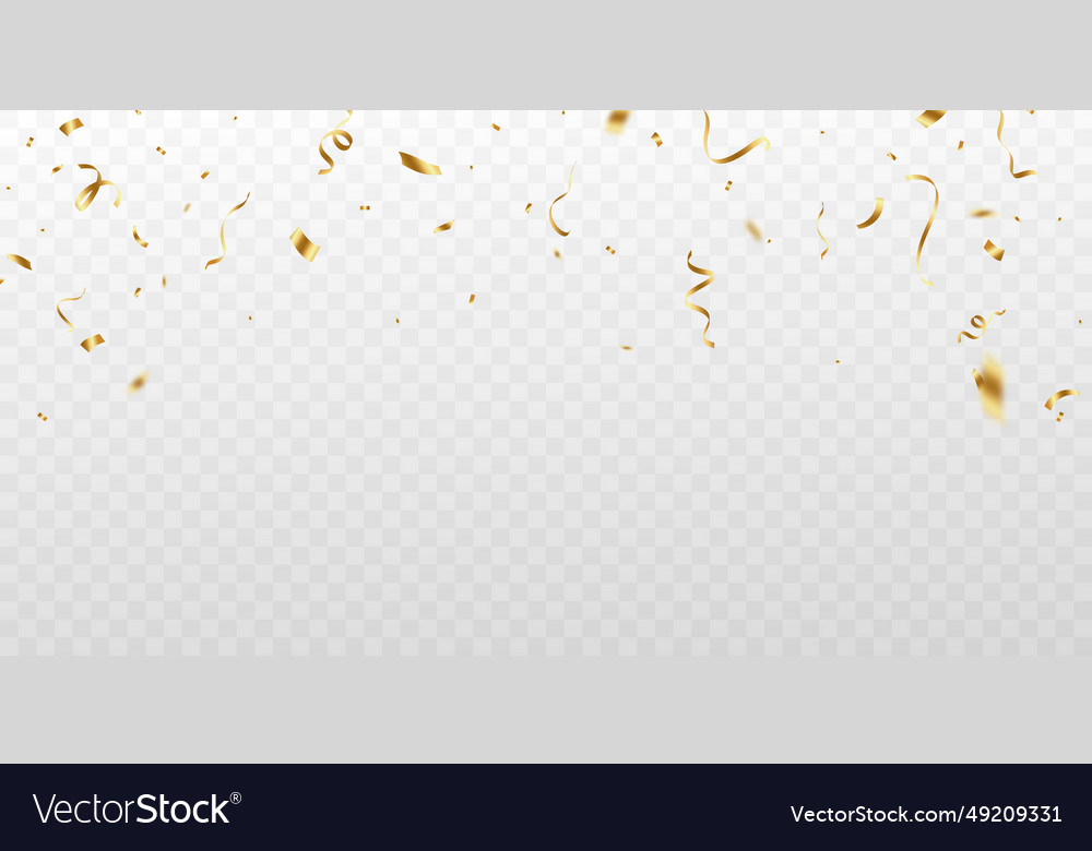Golden confetti and zigzag ribbon falling from Vector Image