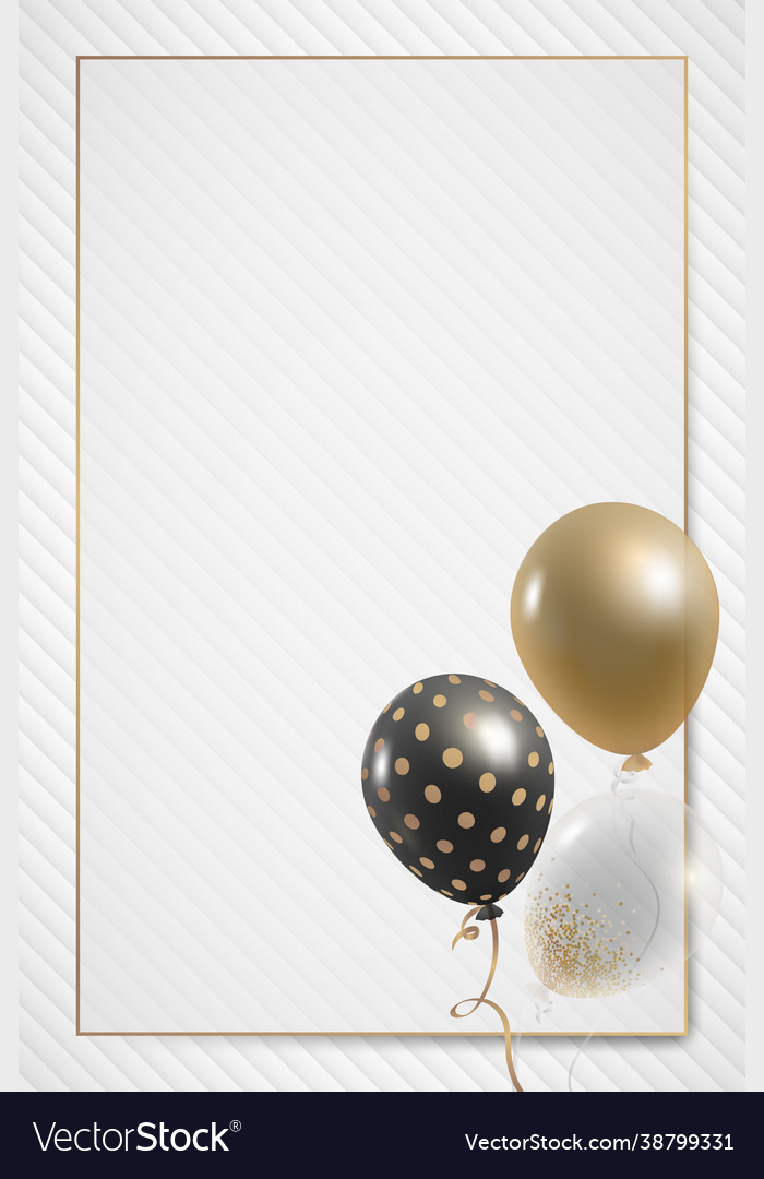 Golden rectangular balloons frame design Vector Image