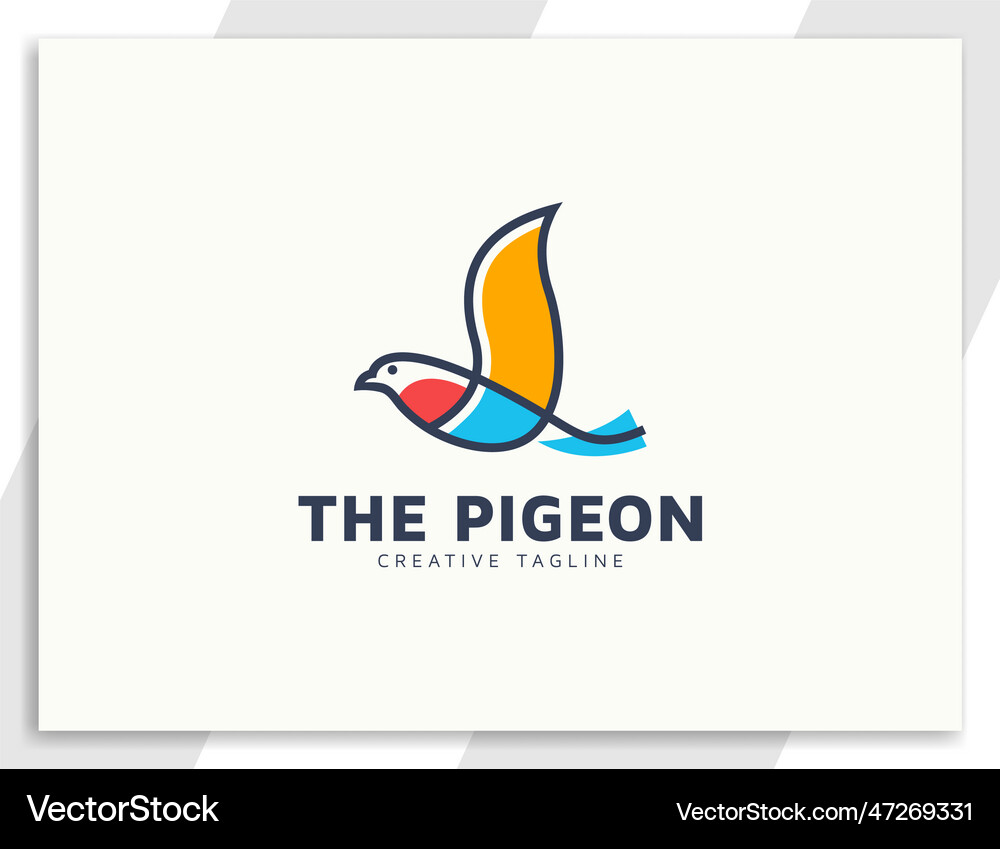 Minimalist pigeon bird line logo Royalty Free Vector Image