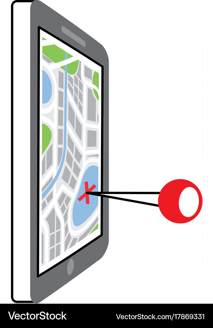 Navigation gps device and city map with pins Vector Image