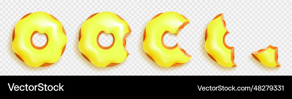 Realistic set of whole and bitten donuts Vector Image