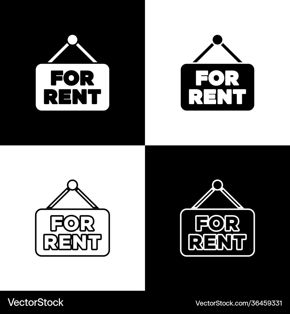 Set hanging sign with text for rent icon isolated Vector Image