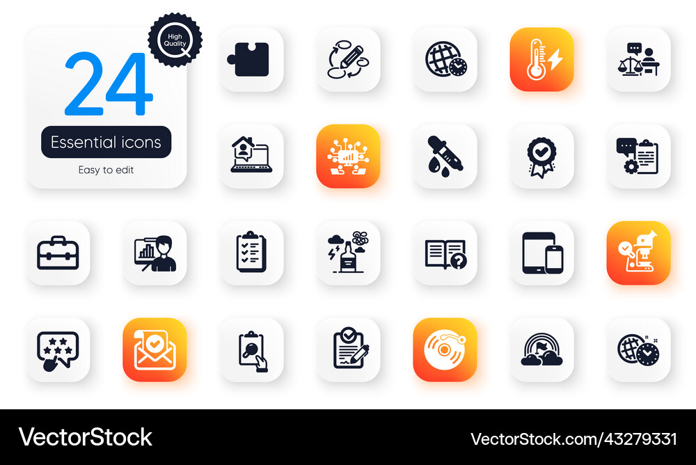Set of education flat icons work home approved Vector Image
