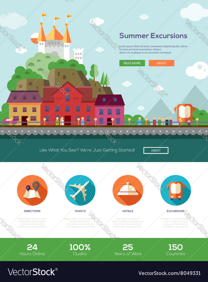 Summer vacation traveling website template Vector Image