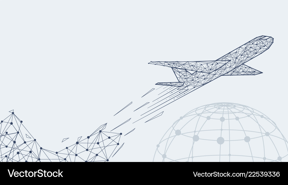 Abstract polygonal airliner with earth symbol Vector Image