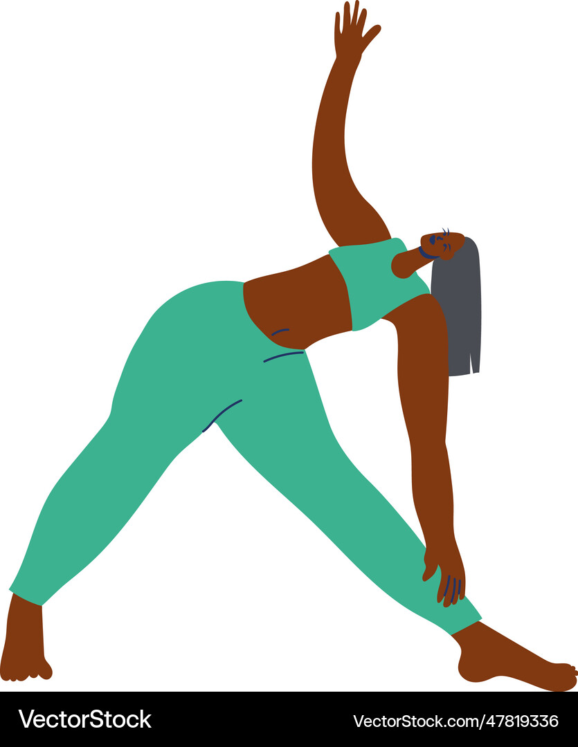 Black woman practicing yoga pose isolated Vector Image