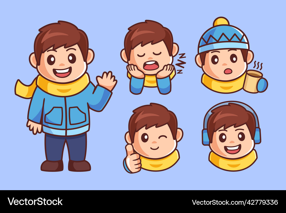 Cartoon boy in winter clothes Royalty Free Vector Image