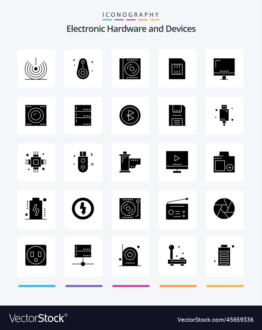 Creative devices 25 glyph solid black icon pack Vector Image