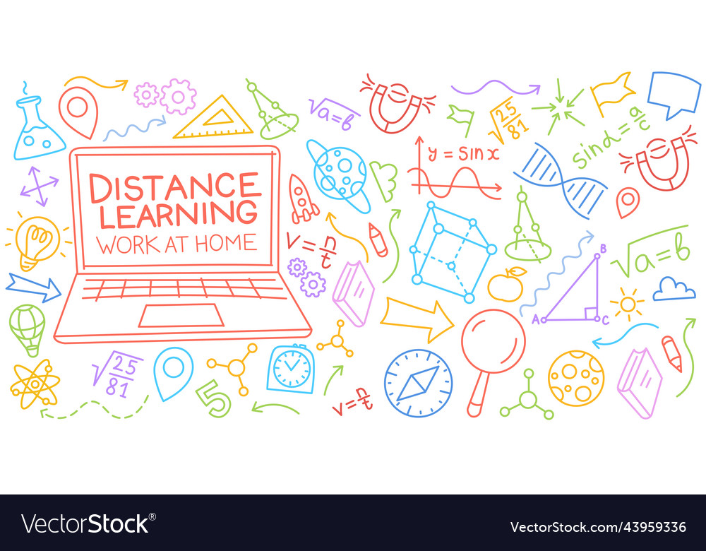 Distance education e-learning banner Royalty Free Vector
