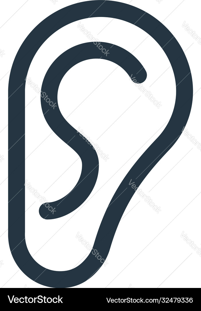 Ear icon isolated on white background outline Vector Image
