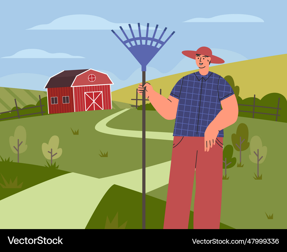 Farmer on farm flat Royalty Free Vector Image - VectorStock