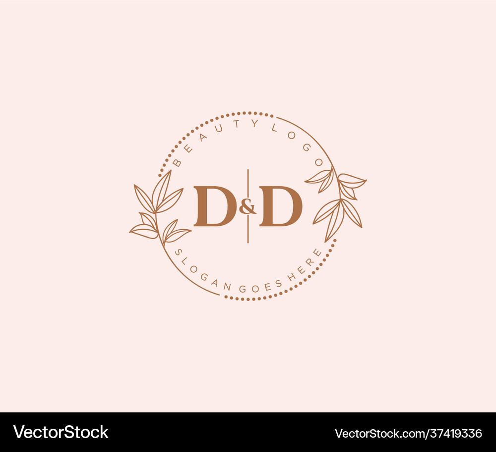 Initial dd letters beautiful floral feminine Vector Image