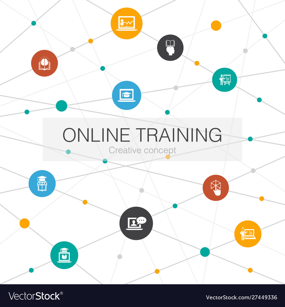 Online Training Trendy Web Template With Simple Vector Image