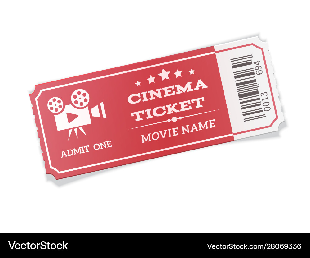 Realistic modern red movie ticket isolated Vector Image