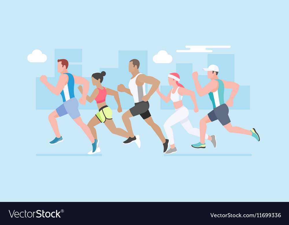 Running marathon Royalty Free Vector Image - VectorStock
