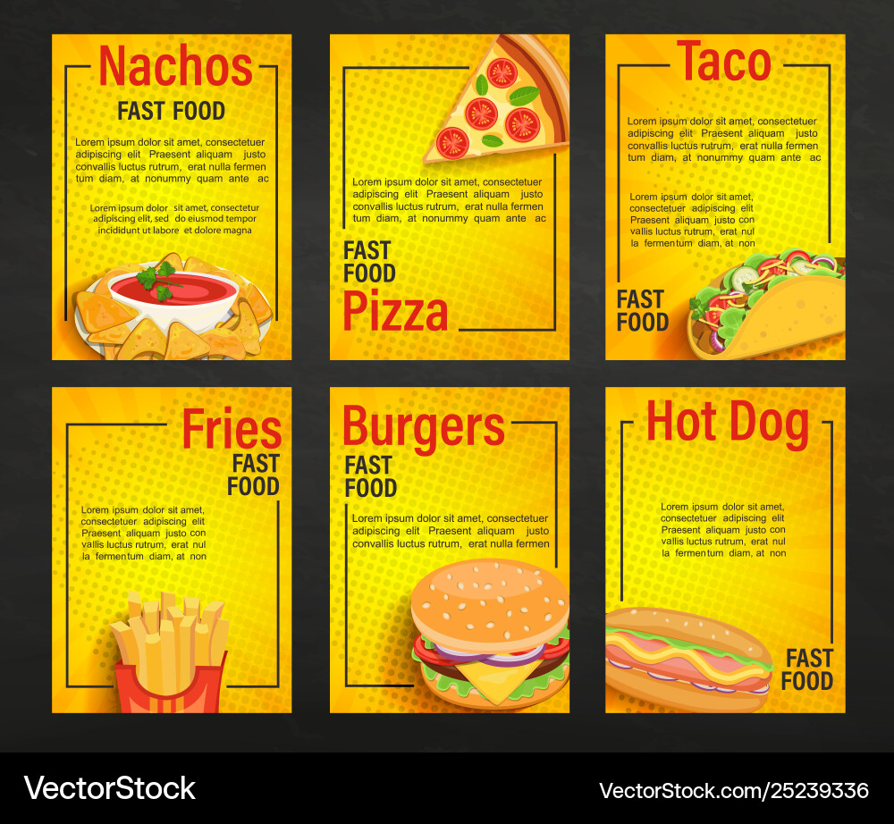 Set fast food shop menu pages Royalty Free Vector Image