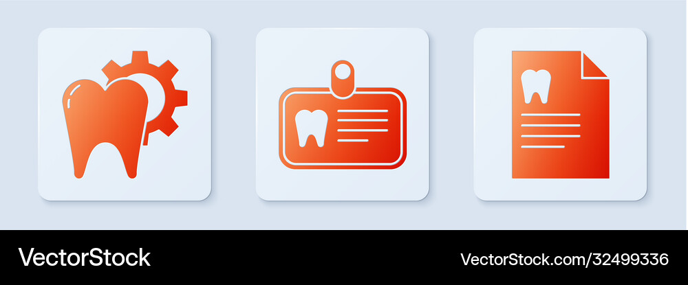 Set id card with tooth tooth treatment procedure Vector Image