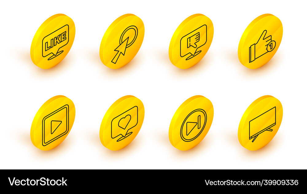 Set line smart tv fast forward like and heart Vector Image