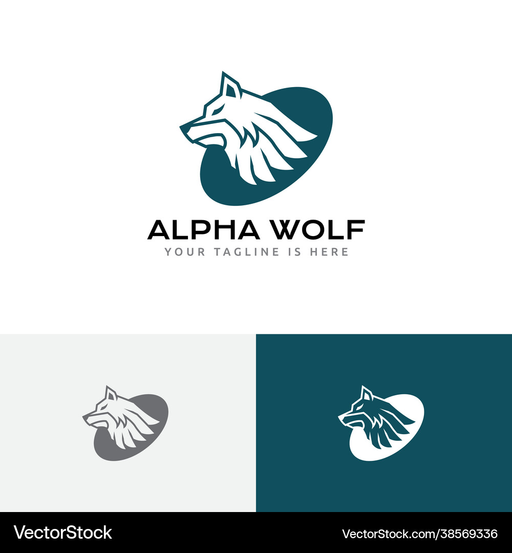 Strong leader alpha wolf head wild wildlife logo Vector Image