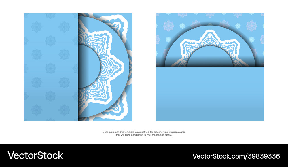 Template greeting card in blue color Royalty Free Vector