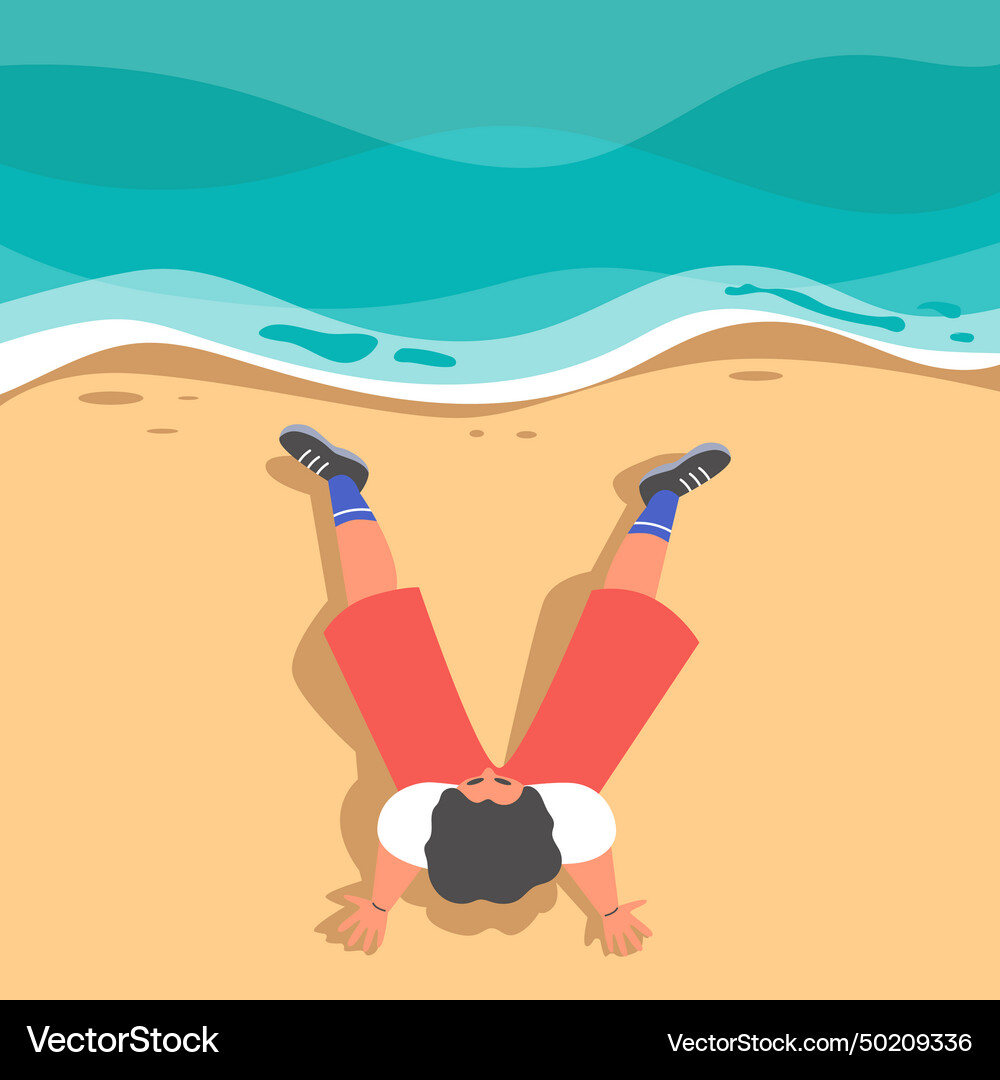 Top view of man is sitting Royalty Free Vector Image